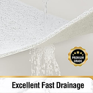 HITSLAM Shower mat Non Slip, 24 x 24 Inch Bathtub Mat Non Slip with Drain, Soft PVC Loofah Shower Bath Mat for Tub, Quick Drying Bathroom Shower Mat, White