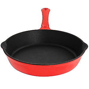 MegaChef Enameled Round 8 Inch PreSeasoned Cast Iron Frying Pan in Red (MCCE-8)