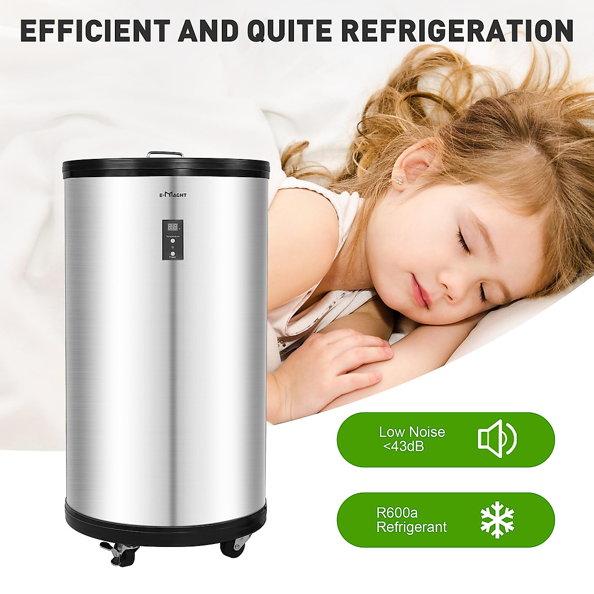 Fadidio 1.8 Cu.Ft Wine Cooler Refrigerator w/4 Universal Wheels,32℉-60.8℉ Digital Temperature Control,Beverage Fridge and Cooler for Soda,Beer or Wine,Freestanding Party Cooler for Home,Bar&Apartment