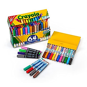 Crayola Washable Marker Set, School Supplies, Gel, Window, Broad Line Markers, 64ct