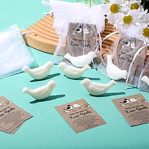 Dimsile 50 Sets Wedding Favors for Guests Bulk 50 Mini Soap Love Birds Soap Favors Handmade Scented Soap with Wedding Thank You Cards and Organza Bag Soap Bridal Shower Favors for Guests