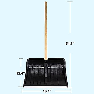 FEBOD Snow Shovel Heavy Duty Large-Capacity,Compact Long Wooden Handled and Plastic Snow Shovel Scraper for Garden Car Driveway and Emergency (Color : A)