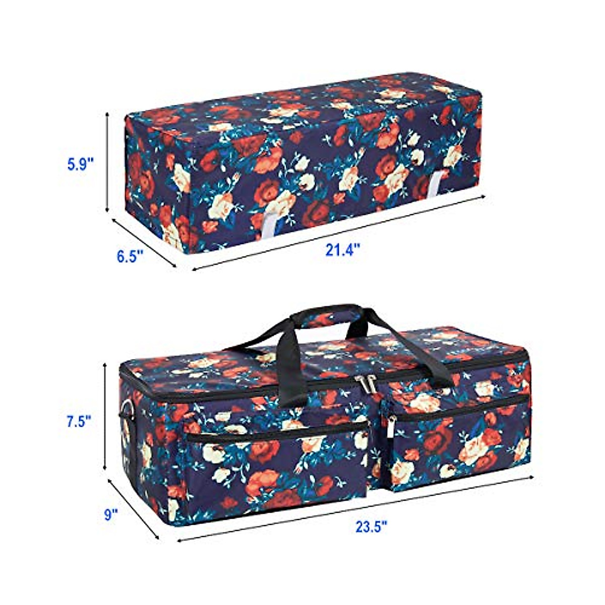 CACTIYE Upgrade carrying bag with thick-padded lining Carrying Bag Compatible with Cricut Explore Air and Maker, Waterproof Tote Bag Compatible with Cricut Explore Air and Supplies (floral, 1+1)