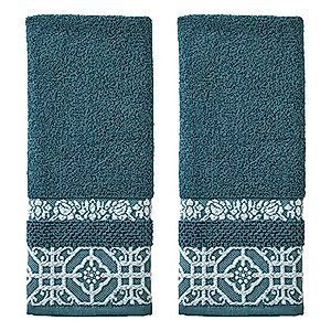 SKL Home Vern Yip Floral Lanterns Hand Towel Set, Teal 2 Count
