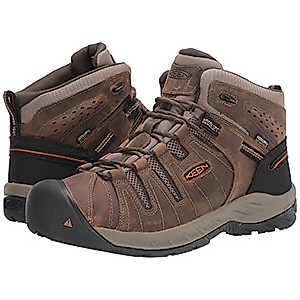 KEEN Utility Men's Flint 2 Mid Height Soft Toe Waterproof Non Slip Work Boots, Black Olive/Brindle, 14 Wide