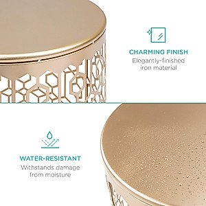 Best Choice Products Metal Accent Table, Set of 2 Decorative Round End Tables Nightstands, Coffee Side Tables for Living Room Bedroom Office, Nesting - Gold
