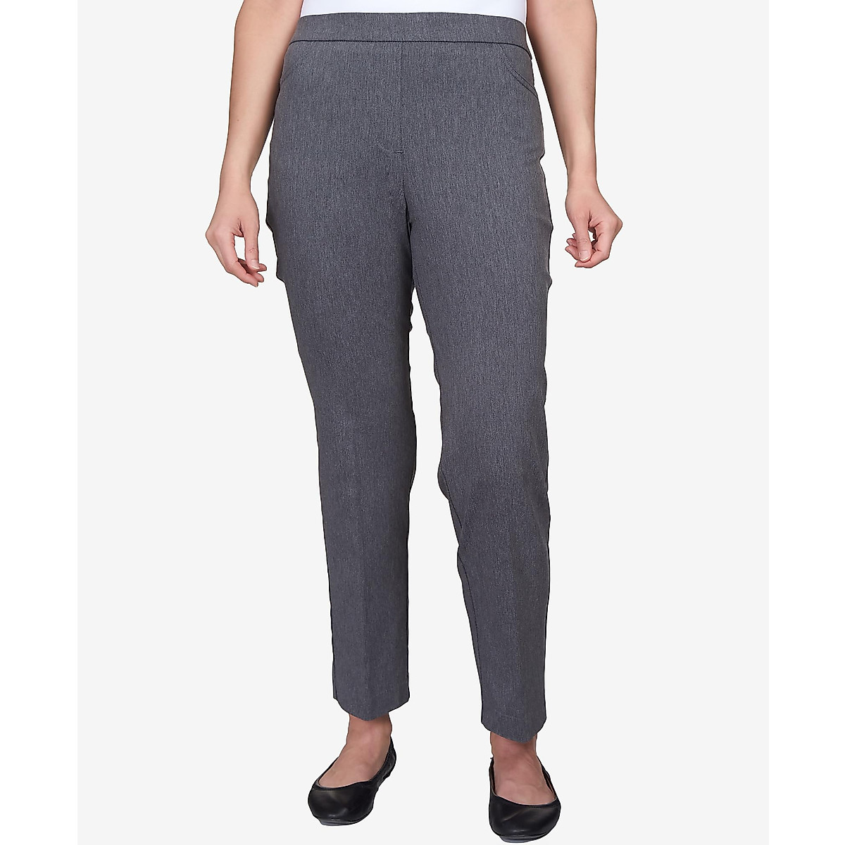 Alfred Dunner Women's Allure Slimming Missy Stretch Pants-Modern Fit, Grey, 10