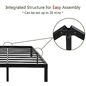 45MinST 14 Inch Platform Bed Frame/Easy Assembly Mattress Foundation / 3000lbs Heavy Duty Steel Slat/Noise Free/No Box Spring Needed, Queen
