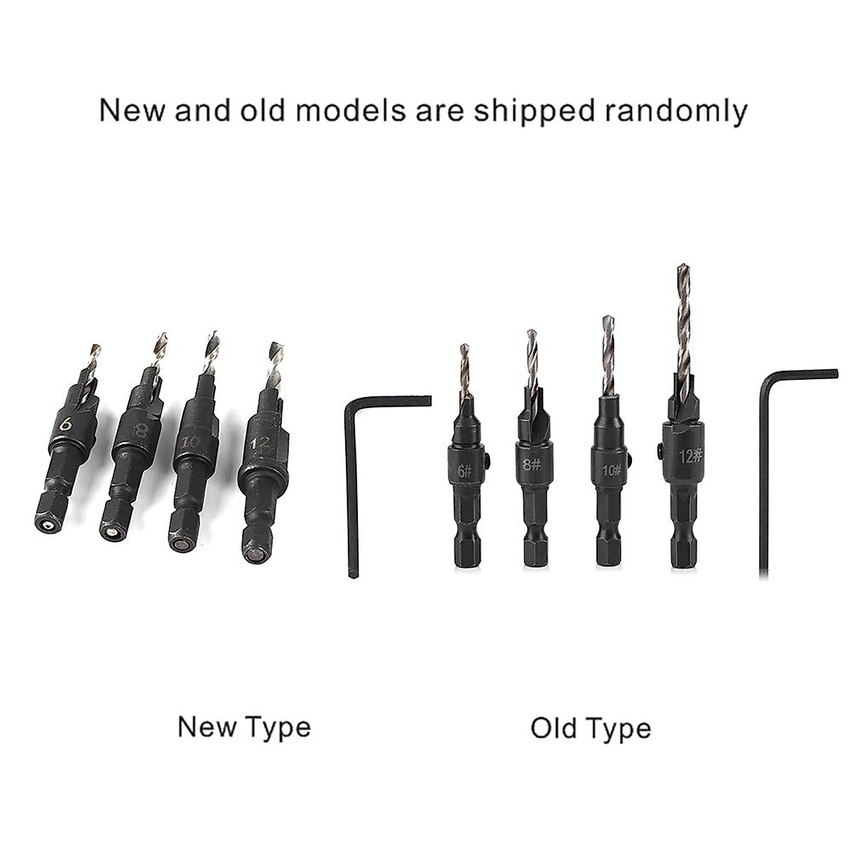 Zerodis 4Pcs HSS Drill Bit Set for Metal Hexagonal Shank Taper Drill with Hex Wrench Countersink Woodworking Tools