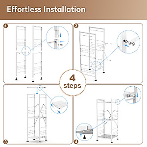 Himix 3-Tier Narrow Shelf, Expandable Metal Narrow Shelving Unit, Free-Standing Storage Rack Corner Shelf for Bathroom, Kitchen, Bedroom, Office, Laundry Organization (White)