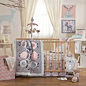 Lolli Living 4-Piece Baby Bedding Crib Set with Sparrow Pattern. Complete Set with Quilt, 2 Fitted Sheets, and Bed Skirt.
