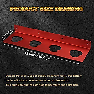 Battery Holder for Milwaukee M12,Battery Holder Battery Storage Holder for Milwaukee M12 6.0 Battery,High Strength Metal Wall Mount Rack With 4 Slots Perfect Organizers for Batteries Or Tools. (1)
