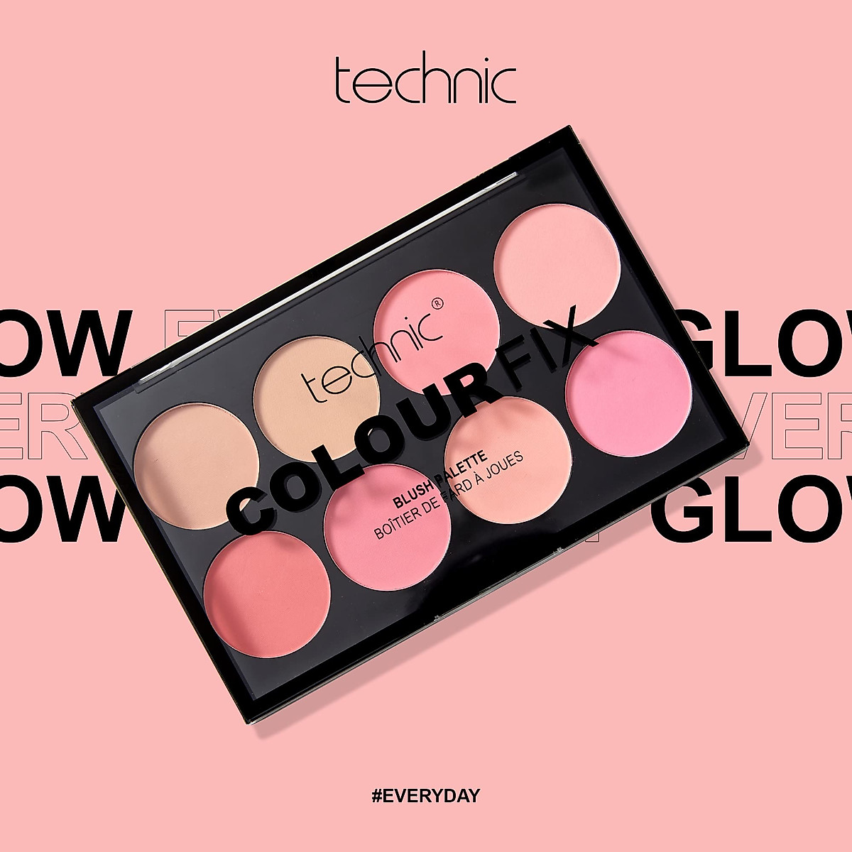 Technic Colour Fix Pressed Powder Blush Palette - 8 Blendable Matte Shades For A Long Lasting, Professional Finish
