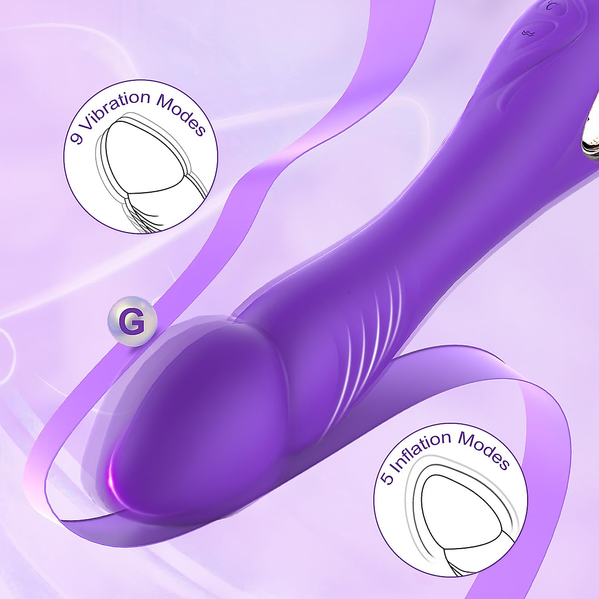 Realistic Dildos G Spot Vibrator - BGGOOD Sex Toy with 9 Vibration & 5 Inflatable Vibrators Dildo for Woman Sexual Toy, Clitoris Stimulator Adult Sex Toys for Women and Couple(Purple)