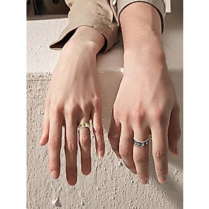 4PCS Stainless Steel Peace Sign Ring for Women Rotatable Anxiety Pressure Relief Ring for Men, other, other