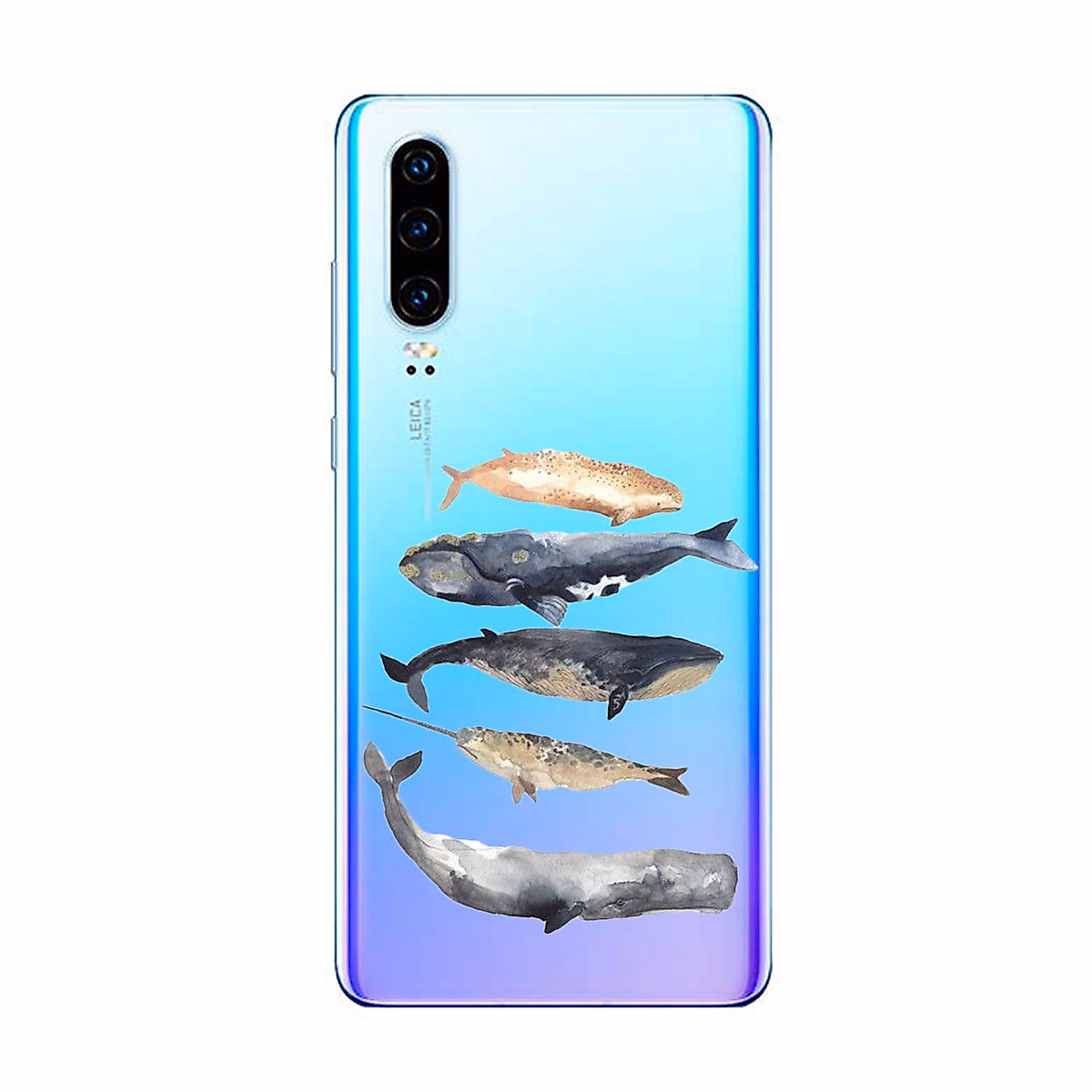 Suhctup Flexible Silicone Gel TPU Bumper Case for Huawei Honor 8C Transparent Anti-Shock Protective Cover 5 Fish Design