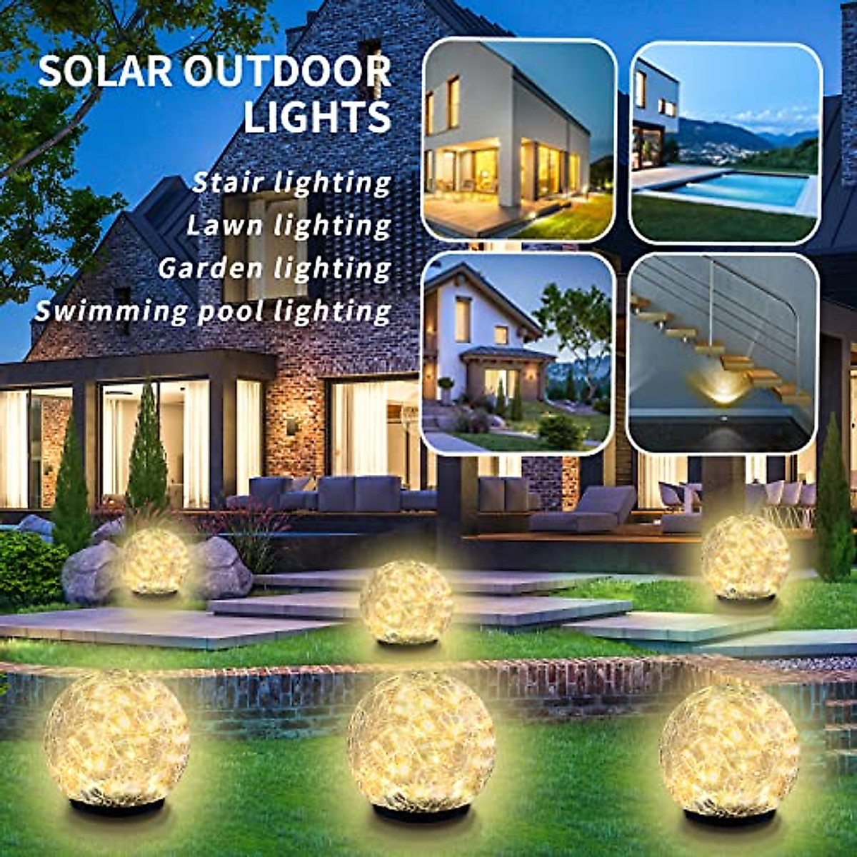 Solar Lights Outdoor, 2 Pack 40 LED Cracked Glass Solar Garden Lights, Waterproof Solar Ground Lights for Yard, Patio, Walkway, Lawn, Pathway, Solar Outdoor Decorative Lights (4.7 Inch, Warm White)
