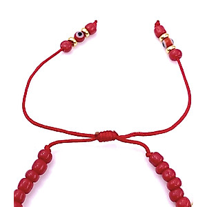 LESLIE BOULES Saint Benedict Protection Red Bracelet for Women Lucky Multi Charms & Genuine Azabache Pendant