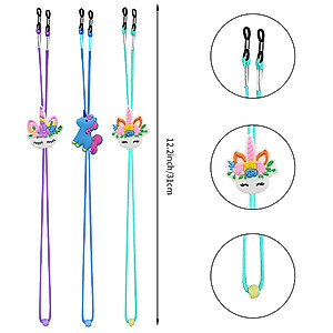 ZXSWEET 8PCS Kids Glasses Strap Unicorn Rainbow Adjuster Stretchy Eyeglass Strap for Girls Boys