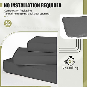 Crownland 14-Piece Outdoor Furniture Replacement Cushions, Water-Resistant Sofa Cushions for 6-Seat Rattan Wicker Sectional Patio Conversation Sets,Grey