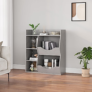 IDEALHOUSE 5-Cubby Kids Bookshelf and Bookcase for Storage Books and Toys, Toy Storage Organizer for Boys and Girls, Multi Shelf for Playroom, Bedroom, Nursery and Kid's Room (Grey)