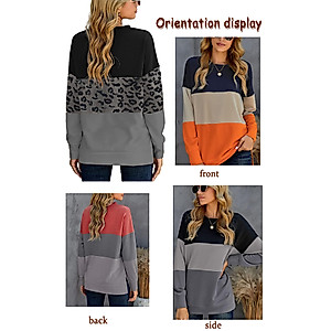CNFUFEN Woman Fashion 2023 Long Sleeve Shirts Color Block Pullover Sweatshirt Ladies Crewneck Sweatshirts Fall Clothes for Women Orange M