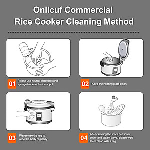 Onlicuf Commercial Rice Cooker 70-Cup Cooked (35-Cup Uncooked) Stainless Steel Housing 1550W for Restaurant