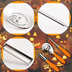 Vemake Pumpkin Carving Kit 5PCS - Professional Halloween Pumpkin Carving Set - Heavy Duty Stainless Steel Pumpkin Carving Knives Tool Set for Kids (Orange-S)