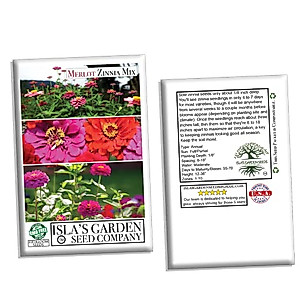 Zinnia "Merlot Mix" Flower Seeds for Planting, 200+ Flower Seeds Per Packet, Meteor, Purple Prince and Scarlet Flame Zinnias, Non GMO & Heirloom Seeds, Botanical Name: Zinnia elegans