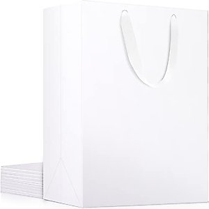 EUSOAR White Kraft Paper Bags, 12pcs 12"x 6"x 16" Extra Large Paper Shopping Bags with Handles, Heavy Duty Paper Merchandise Bags Bulk, Party, Favor, Goody,Boutique, Merchandise, Retail Bags
