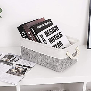 Bidtakay Set of 12 Bundled Baskets Small Fabric Baskets for Organizing 11.8 x 7.8 x 5 inch (White&Grey)