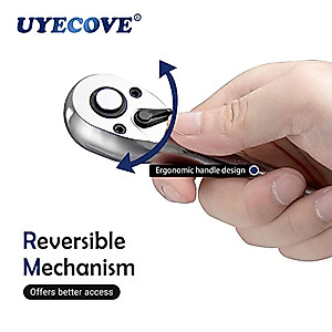 UYECOVE 3-Piece Ratchet Set, 1/4", 3/8", 1/2", Chrome Steel, Blue