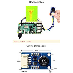 waveshare MLX90640 IR Array Thermal Imaging Camera with 32×24 Pixels 55° Field of View Communicating via I2C Interface Supports Raspberry Pi/rduino(ESP32)/STM32, etc.