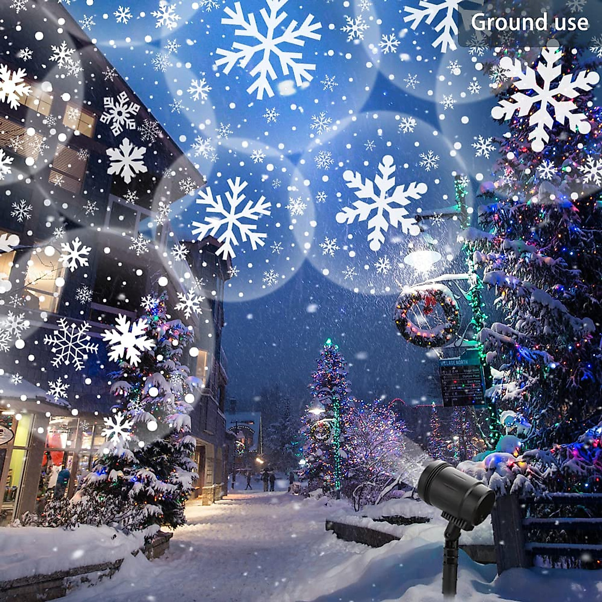 (2021 Version) Christmas Snowflake Projector Lights, 180°Rotating LED Snowfall Projection Outdoor Lights Outdoor Indoor, Waterproof LED Snow Falling Projector for Patio, Garden, Party