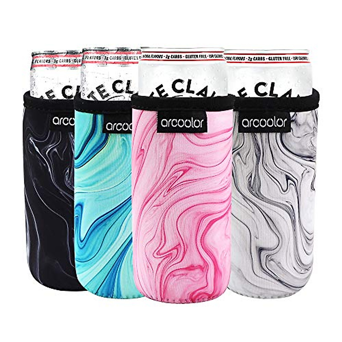 Arcoolor Neoprene Slim Beer Can Cooler for White Claw Turly Sleeves Beer Cooler Bags for 12oz Skinny Energy Drink & Beer