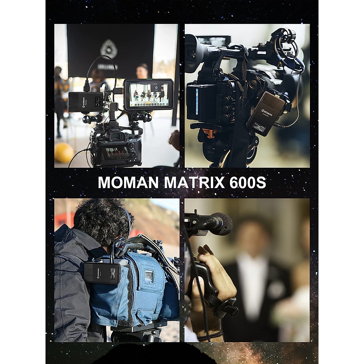 Wireless Video Transmission System, MOMAN Matrix 600S, SDI and HDMI Transmitter and Receiver for Blackmagic BMPCC Camera Atomos Ninja v with 600ft Range, Inbuilt Antennas Zero Noise, 0.08s Latency