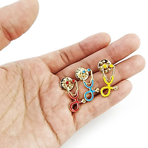 GXXMEI 30PCS Stethoscope Brooch Pins Stethoscope Enamel Lapel Pin Clothing Bags Decoration Brooch for Girls Medical Students Doctor Nurse Graduation Presents (Multuicolor)