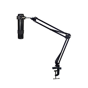 Microscope Articulated Arm Stand Ring Light Set, 64 LED Ring Light C Mount Lens Holder 26mm-52mm Adjustable Clamp, HDMI USB Camera Lens Electronic Soldering Repairing Stand (Microscope Stand)