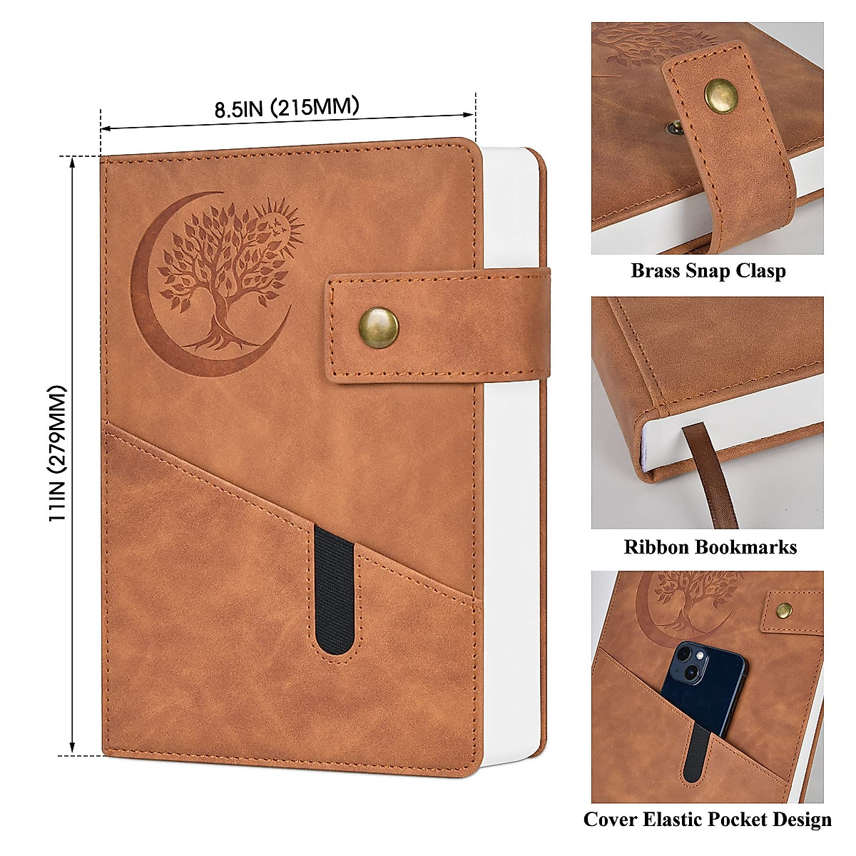 PAIBAS 365 Page Thick Lined Journal Notebook for Men Women, A4 Large Leather Journals for Writing, Hardcover Notebooks for Work, School, Note Taking, Business, Travel Diary, College Ruled 8.5" x 11"