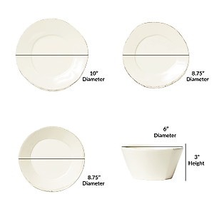 Vietri Lastra Linen 4-Pc Place Setting, Dinnerware Set - Cereal/Pasta Bowls, Salad/Dinner Plates