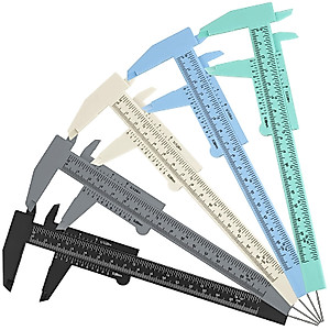 Frienda 5 Pieces Eyebrow Measuring Ruler, Brow Mapping Ruler Tool, Mini Vernier Caliper Double Scale Plastic Ruler, Sliding Gauge Ruler for Microblading Eyebrow Tattoo Brow Artists (Fresh Colors)