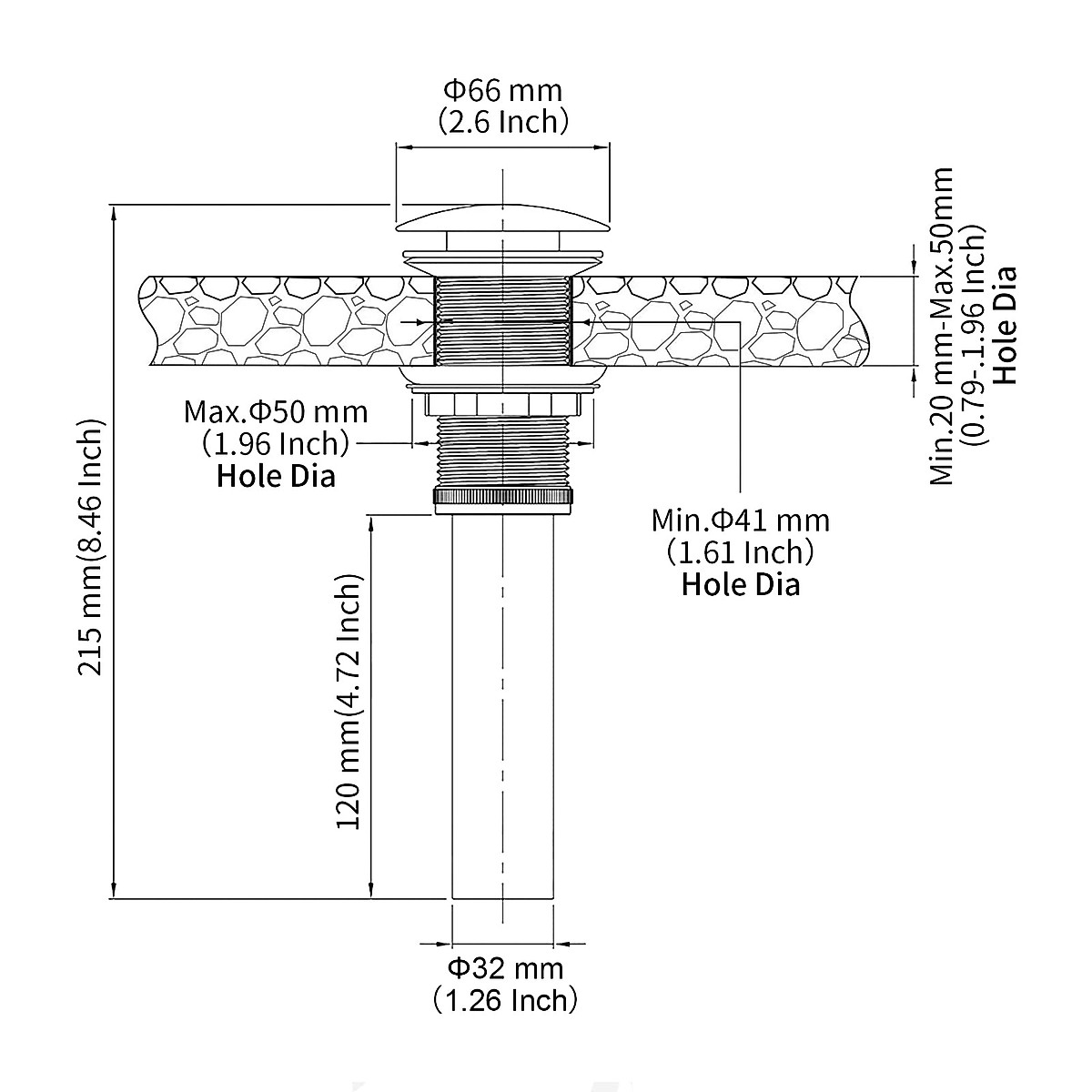 JONKEAN Bathroom Pop Up Drain Without Overflow,Vanity Vessel Sink Drain with Detachable Strainer Basket,Pop Up Drain Stopper Hair Catcher, Built-in Anti-Clogging Strainer(Brushed Gold)