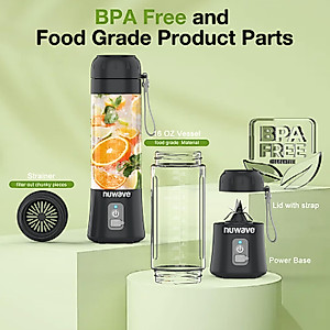 Nuwave Portable Blender for Smoothies and Shakes, 2025 New & Improved, 16 OZ On-The-Go Small Juice Blender with 6 Blades, Rechargeable Mini Blender, BPA-Free, Leak-Proof Lid, for Gym, Kitchen, Office