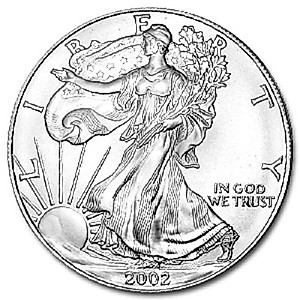 2002-1 Ounce American Silver Eagle Low Flat Rate Shipping .999 Fine Silver Dollar Uncirculated US Mint