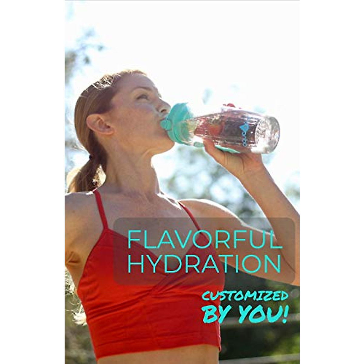 AquaFrut 32 OZ Fruit Infuser Water Bottle BPA-Free Fruit Infusion Sports Bottle - Flip Top Lid w Drinking Spout, Leak Proof, Made of Durable Tritan. Free Recipe eBook! (Teal)