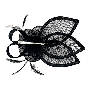 C.Garopl Accessories Fascinators Hats Women Vintage Wedding Fashion Headband Clip Church Cocktail Dresses Headwear Tea Party (Black-01)
