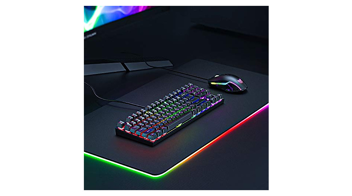 SIMGAL Wired Mechanical Keyboard and Mouse Combo, 89 Keys Rainbow ...