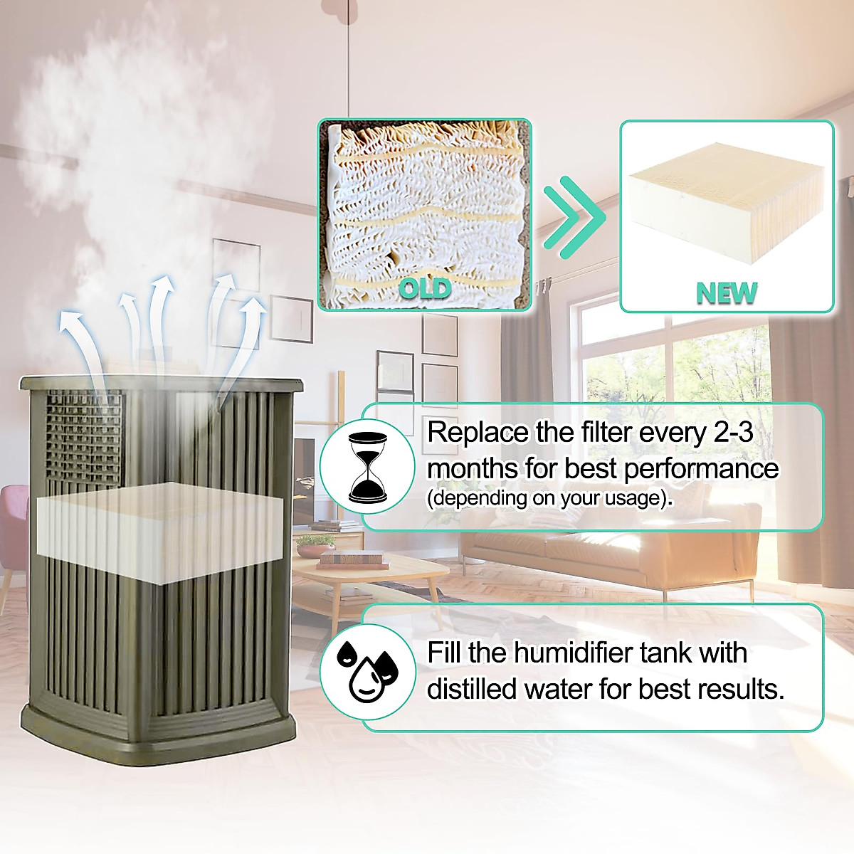 1043 Humidifier Wick Filter Replacement for Es-sick Air-Care Compatible With EP9500 EP9700 EP9800 831000 821000 826000 826800 and Be-mis Space Saver 800 8000 Series Humidifiers(2 Pack) by Cenipar