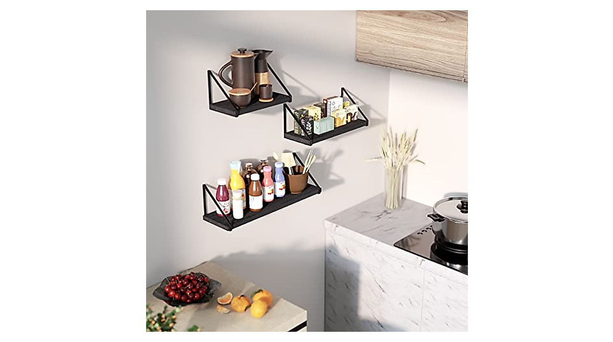 Love-KANKEI Rustic Floating Shelves Set of 3 - Black