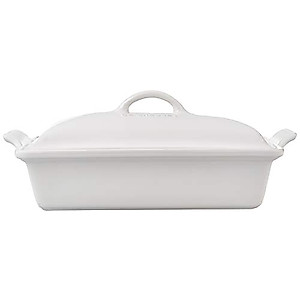 Le Creuset Stoneware Heritage Covered Rectangular Casserole, 4 qt. (12" x 9"), White